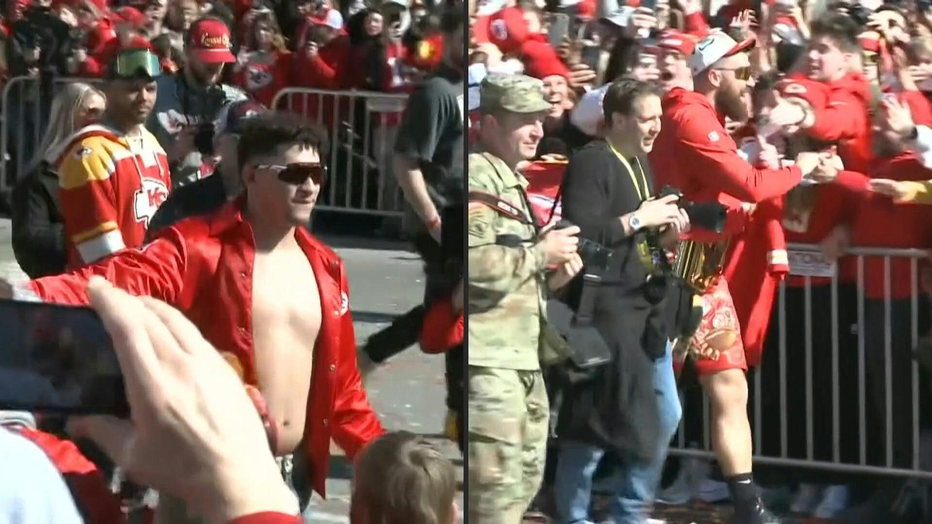 Fans cheer Mahomes, Kelce and the rest of Kansas City Chiefs at the Super Bowl victory parade